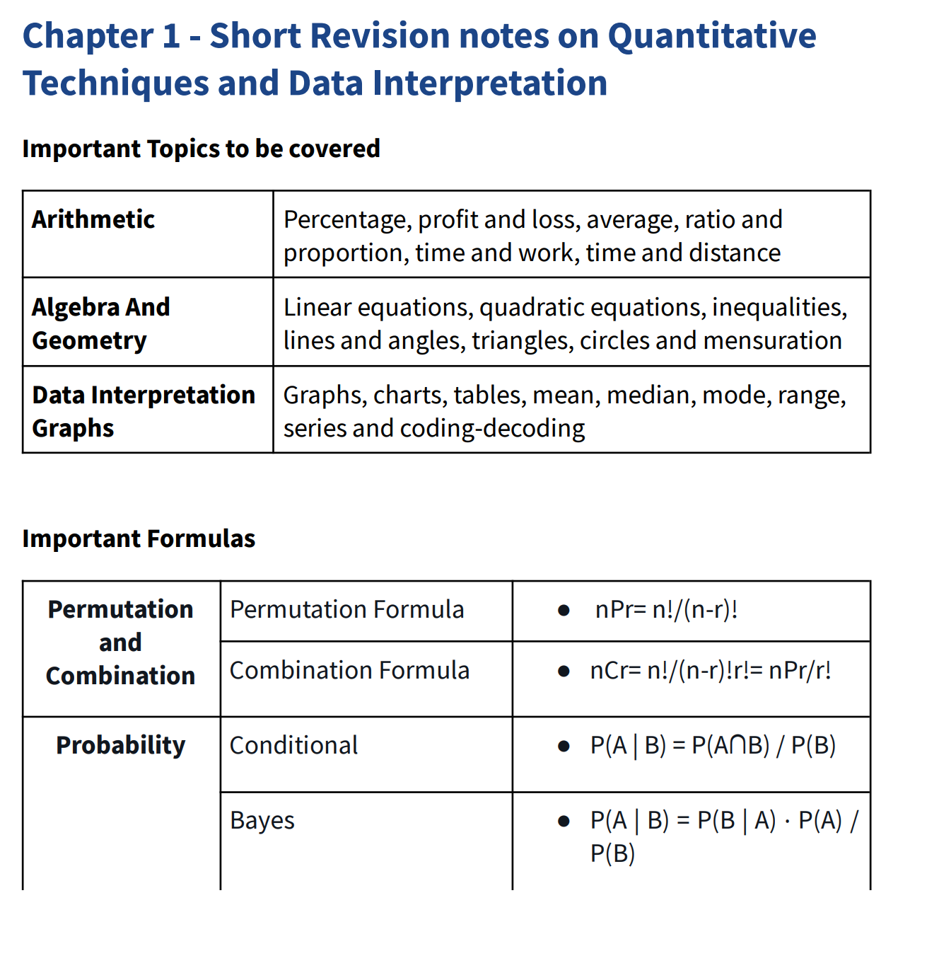 NMAT Exam 2023 Short Revision Notes - MBA EXAM